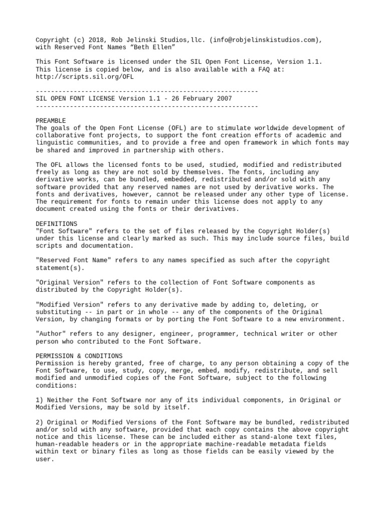 SIL Open Font License | PDF | Software | Copyright