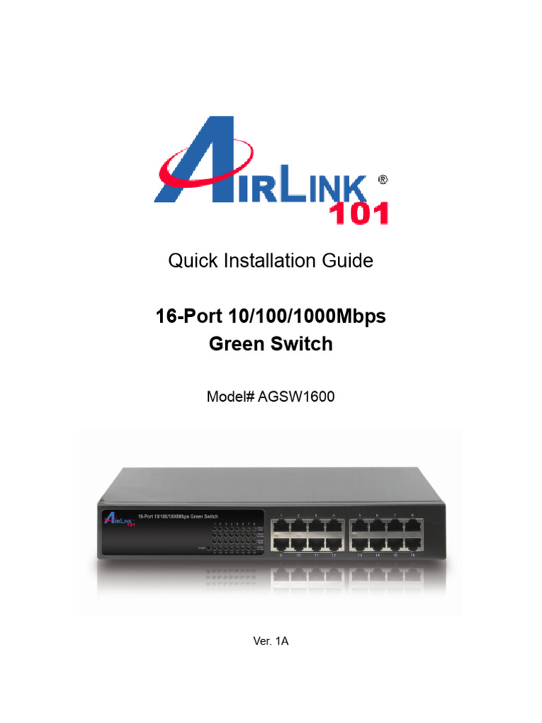 Airlink101 AGSW1600 Switch User Manual | PDF | Network Switch ...