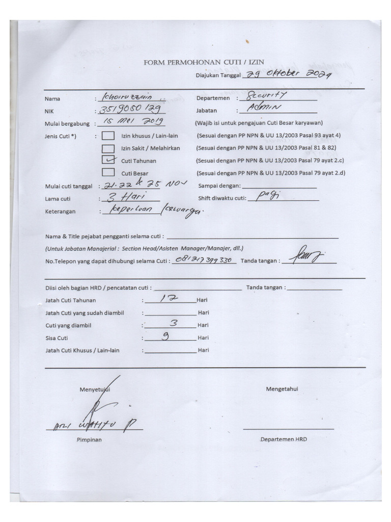 Form Cuti | PDF