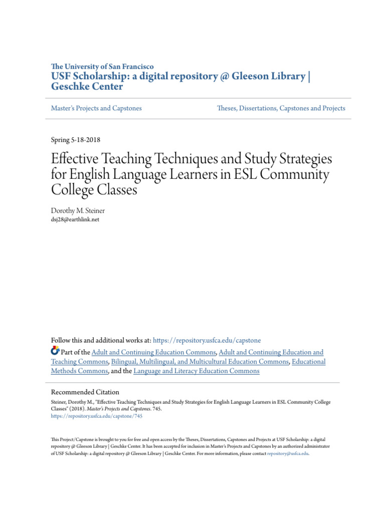 ESL Teaching Strategies for Community Colleges | PDF | English As A ...