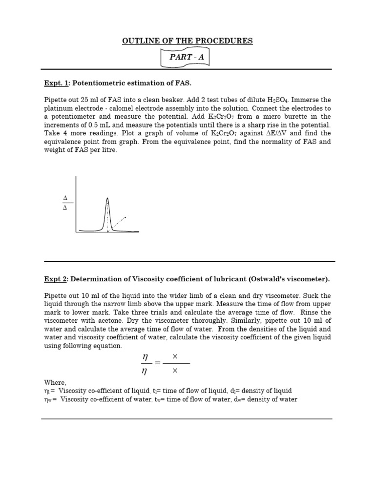 Short-Procedure Vtu Chem Lab | PDF | Titration | Chemistry