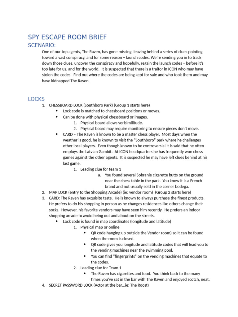 Spy Escape Room Total Con 2024 | PDF