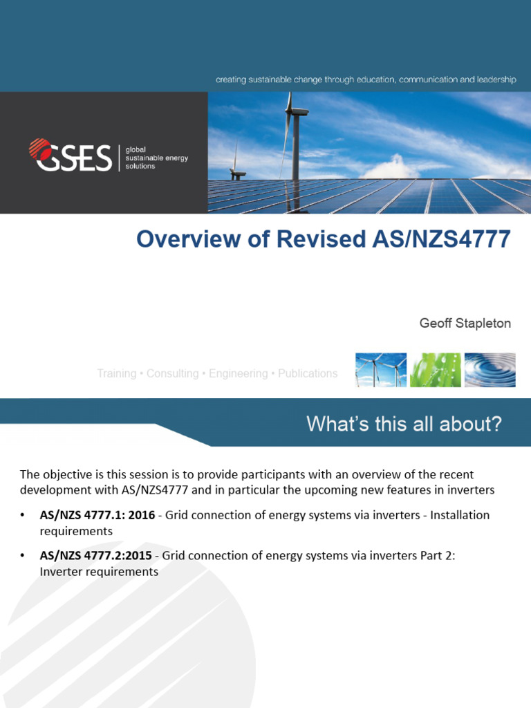 IPS Connect 2017 Overview of ASNZS4777 | PDF | Power Inverter ...