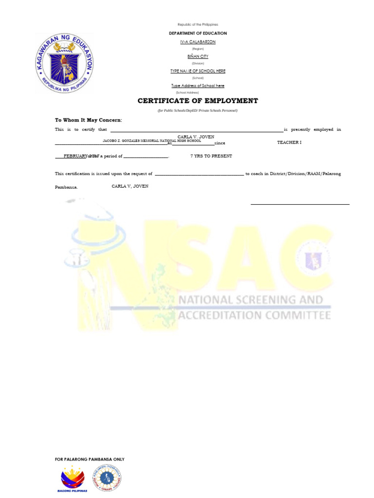 Revised Certificate-of-Employment v2024 | PDF