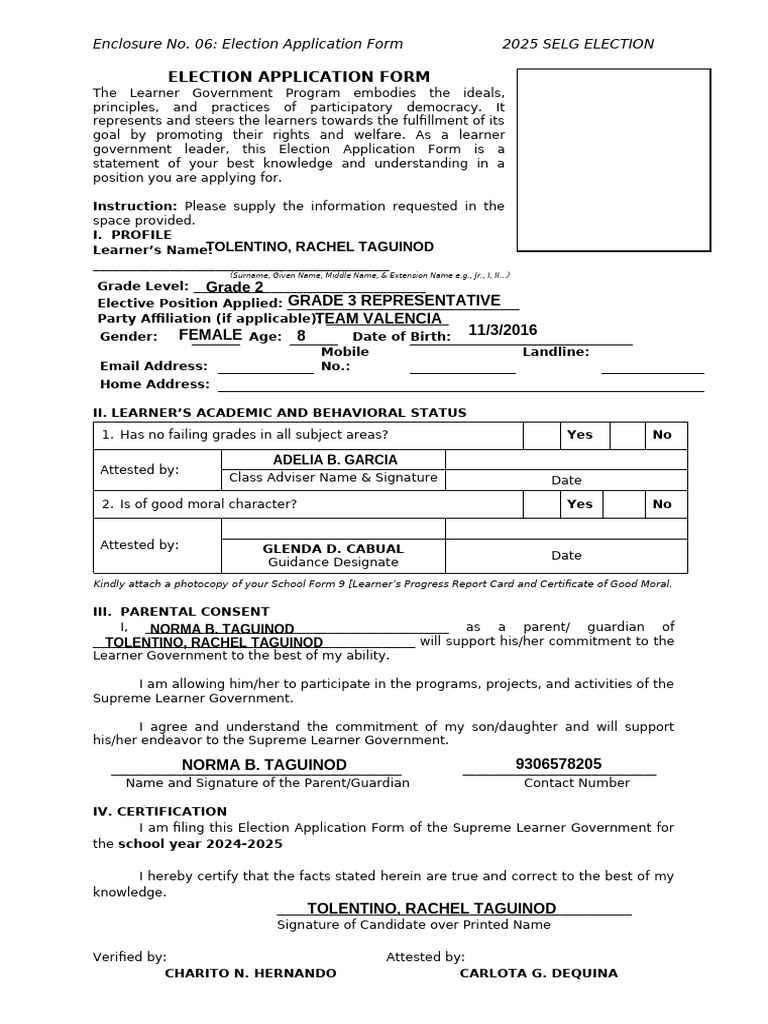 Enc.6 - Election Application Form | PDF