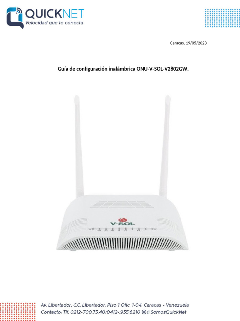 Configuración ONU V-SOL V2802GW | PDF | Contraseña | Wifi
