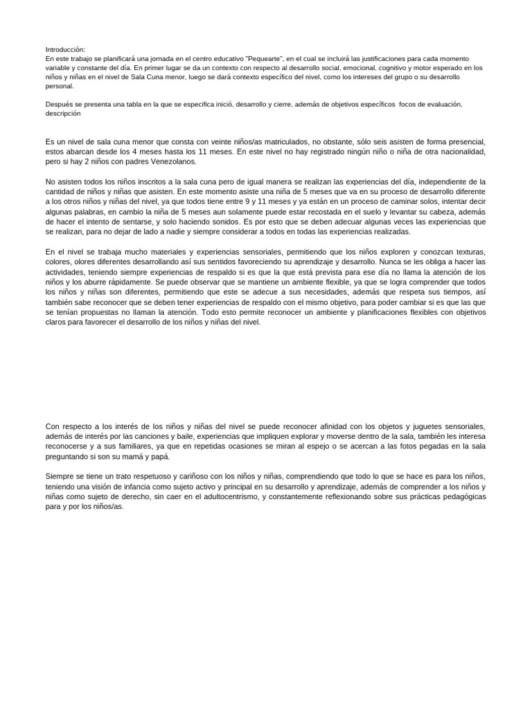 Planificación de Actividades en Sala Cuna | PDF | Aprendizaje | Experiencia