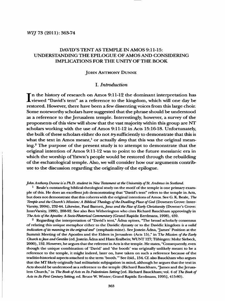 Davids Tent As Temple in Amos 9 11-15 | PDF | Acts Of The Apostles | Copyright