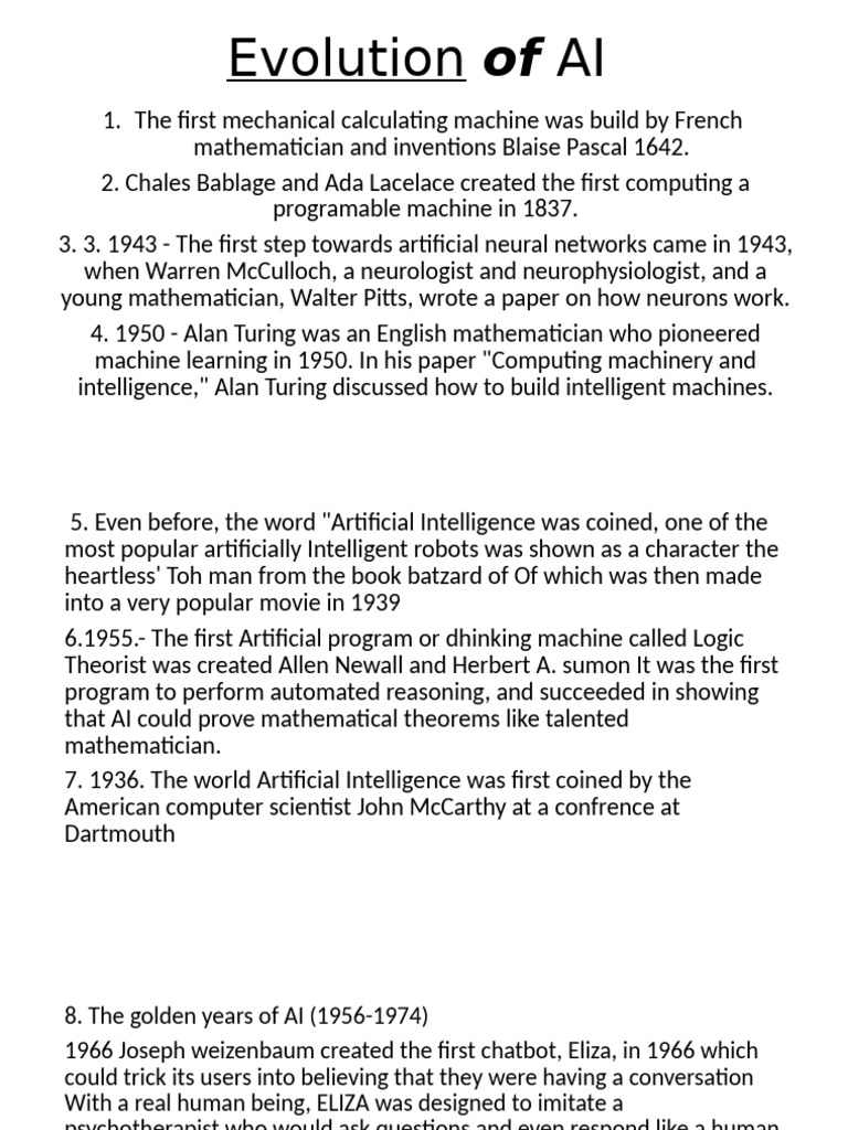 Evolution of AI | PDF | Artificial Intelligence | Intelligence (AI ...