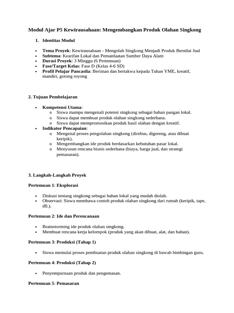 Modul Ajar P5 Kewirausahaan | PDF