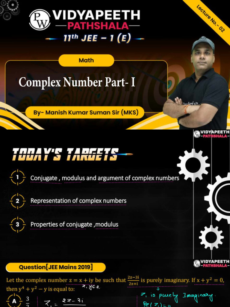 Complex Number Part - I - 02 - Class Notes - Pathshala 11th JEE 2024 ...