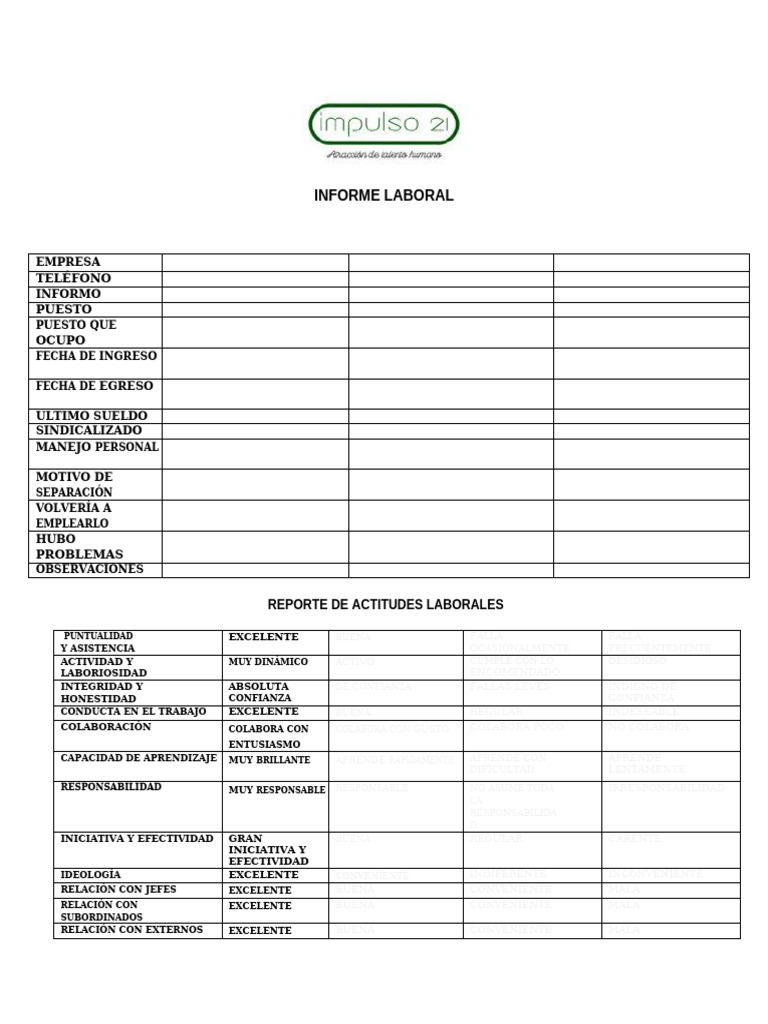 Informe Laboral | PDF