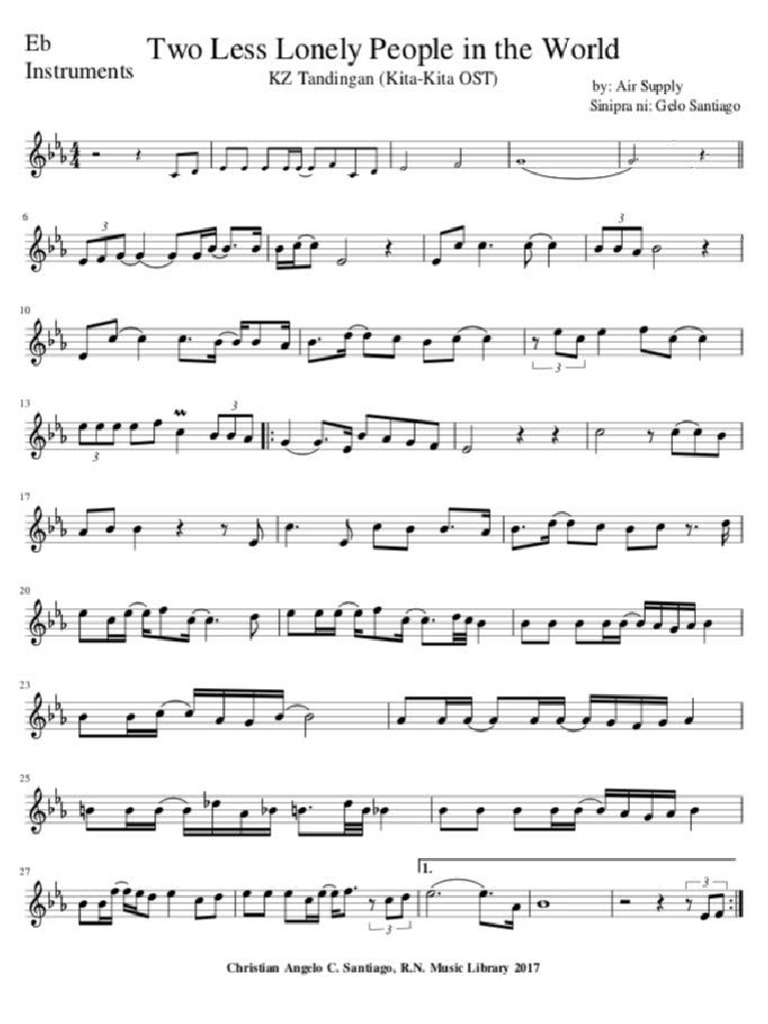 Two Less Lonely People in the World - Eb | PDF