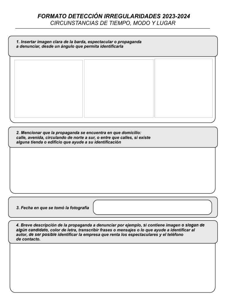 Formato para Denunciar Irregularidades 2023-2024 | PDF