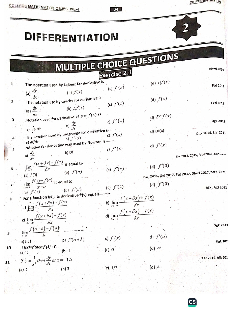 Derivative McQs | PDF