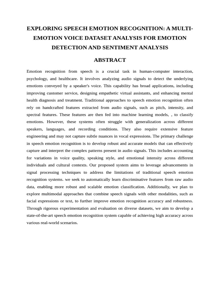 Speech Emotion Recognization Pdf Unified Modeling Language