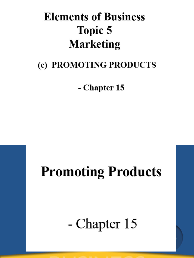 Topic 5c - Promoting Products - Extended - v2 | PDF | Sales | Retail