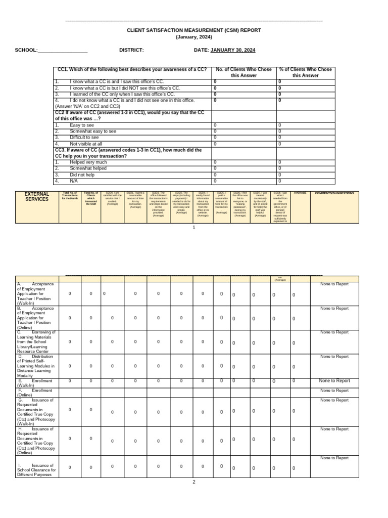 CSM Monthly Report January | PDF