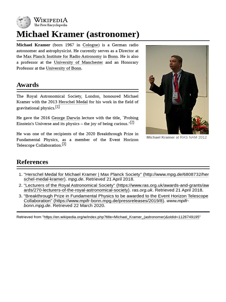 Michael Kramer (Astronomer) | PDF