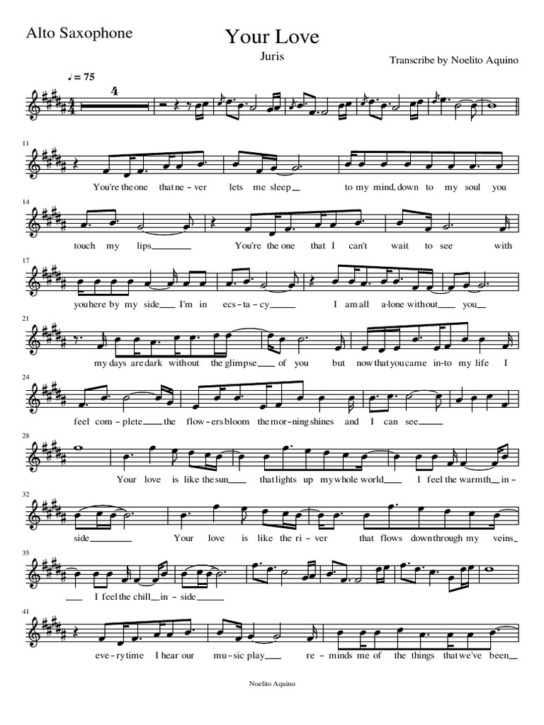 Alto Saxophone Transcription: Your Love | PDF