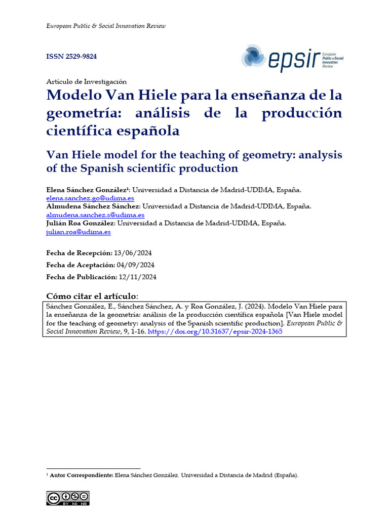 Análisis del Modelo Van Hiele en España | PDF | Maestros | Enseñando