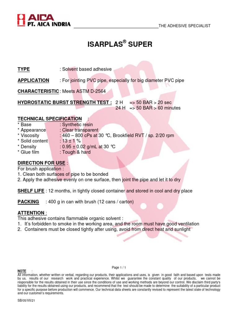 TDS-Isarplas Super - V5 ASTM | PDF