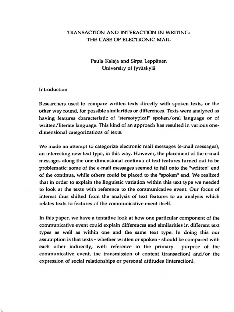 Transaction and Interaction in Writing | PDF