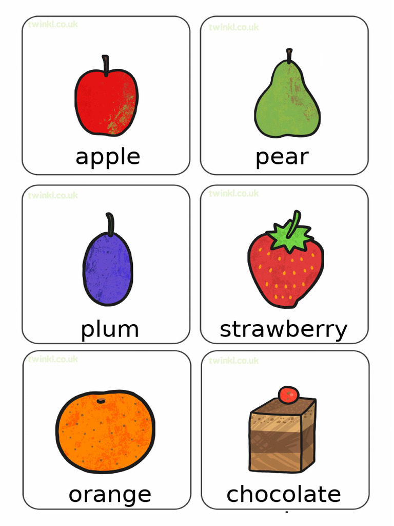 T T 9218B The Very Hungry Caterpillar Topic Food Flash Cards Editable | PDF