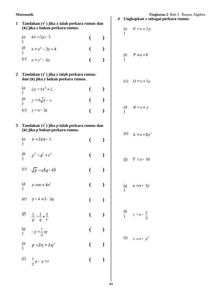 Rumus Algebra | PDF