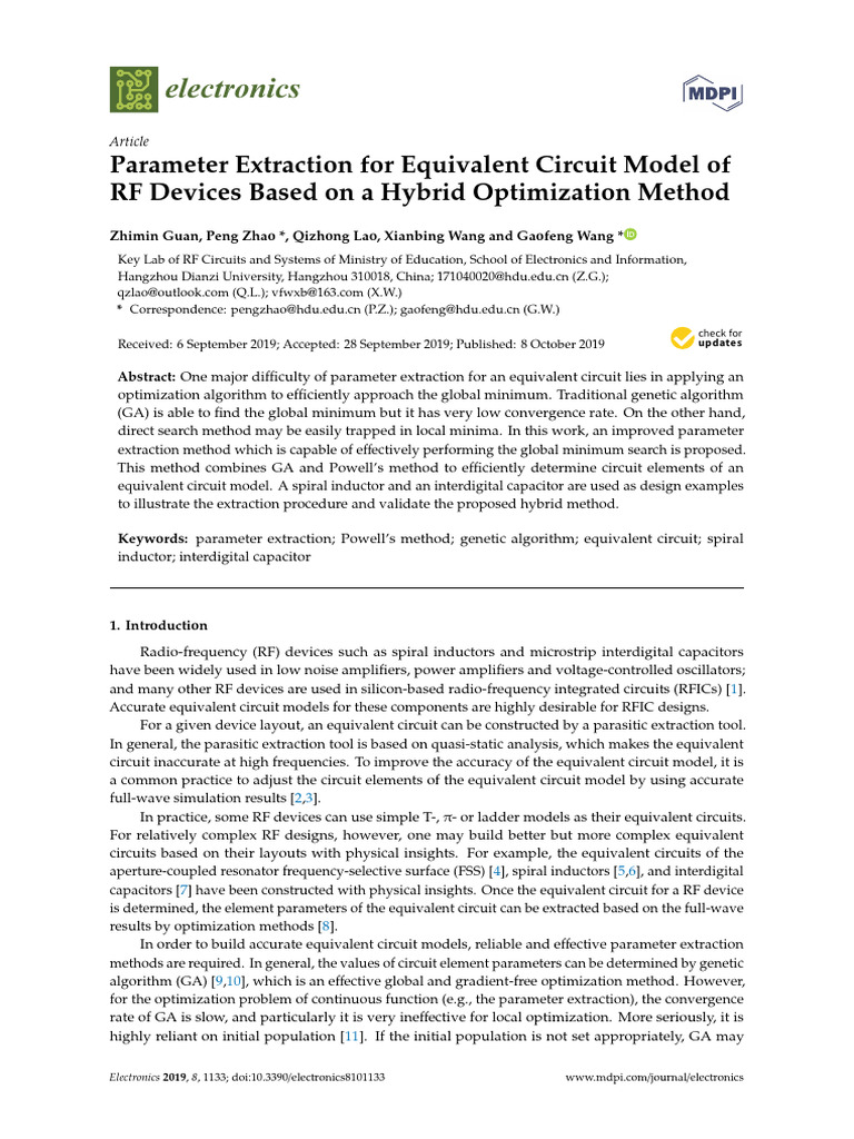 Parameter Extraction For Equivalent Circuit Model Of Rf Devices Based