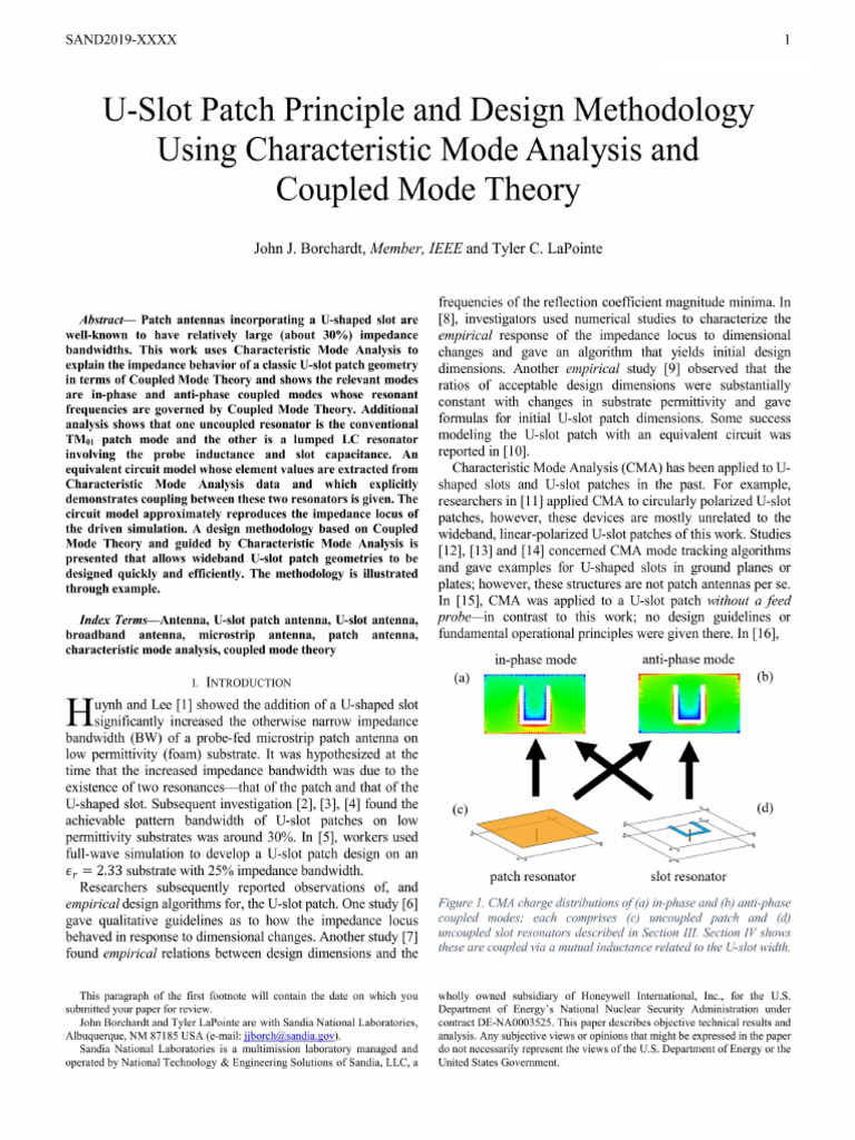 U-Slot Patch Principle and Design Methodology Using Characteristic Mode ...