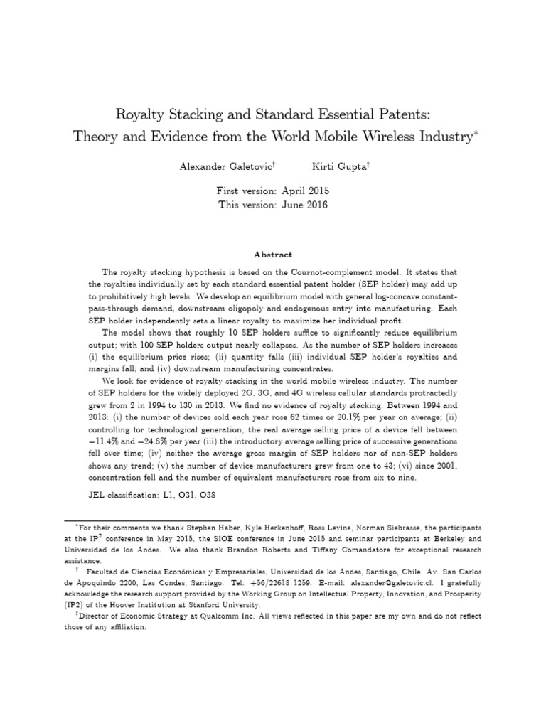 Galetovic Royalty Stacking 060416 GG | PDF | Economic Equilibrium | Demand