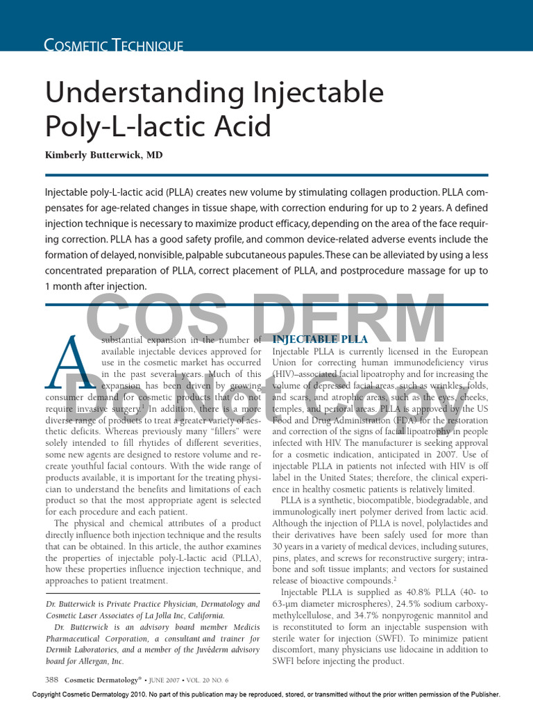 Understanding InjectablePoly-L-lactic Acid | PDF | Injection (Medicine ...
