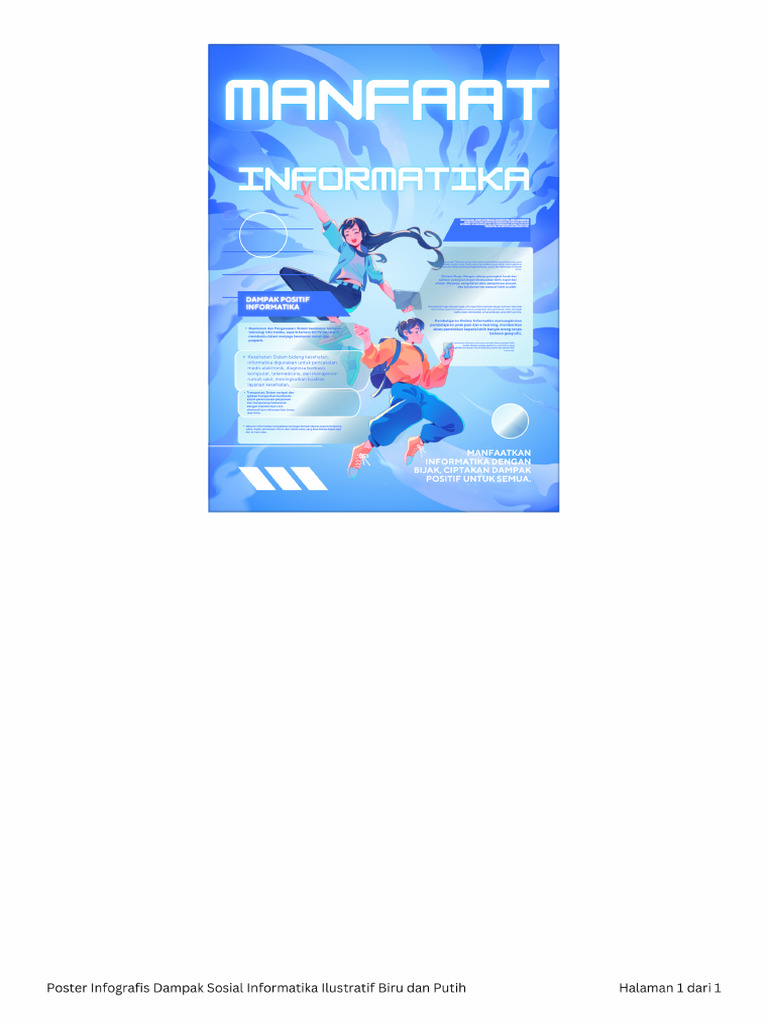Poster Infografis Dampak Sosial Informatika Ilustratif Biru Dan Putih | PDF