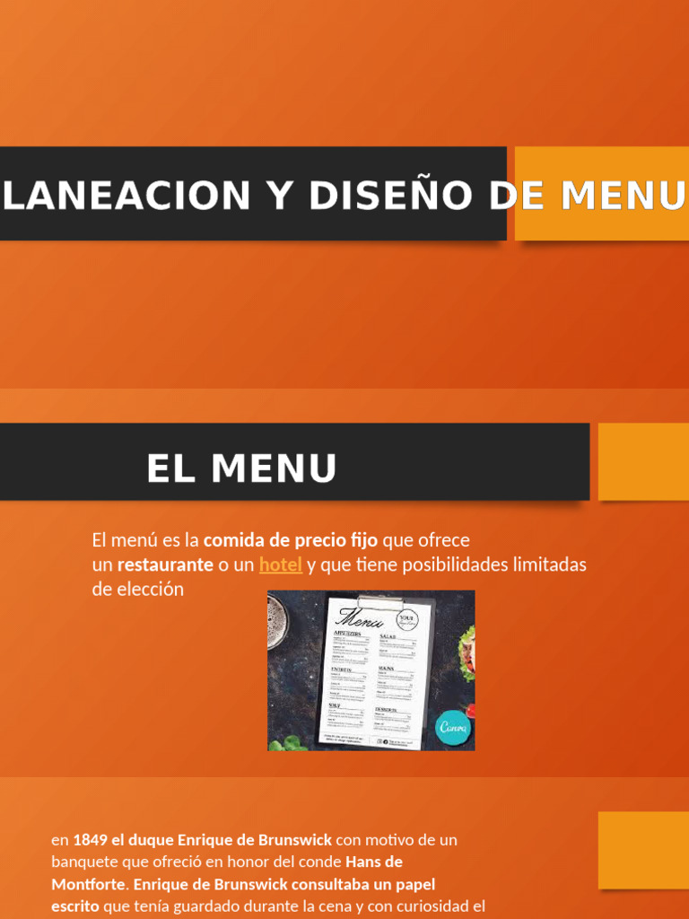Tipos y Diseño de Menús en Restaurantes | PDF | Alimentos | Cócteles