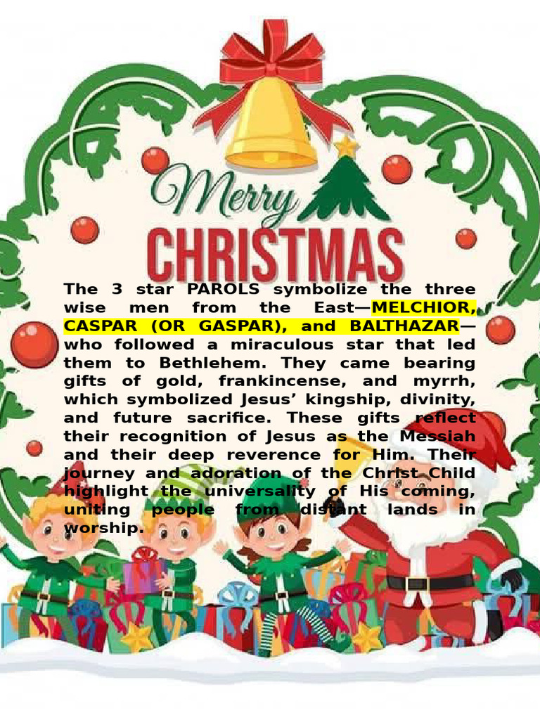 The 3 Star PAROLS Symbolize The Three Wise Men From The East | PDF
