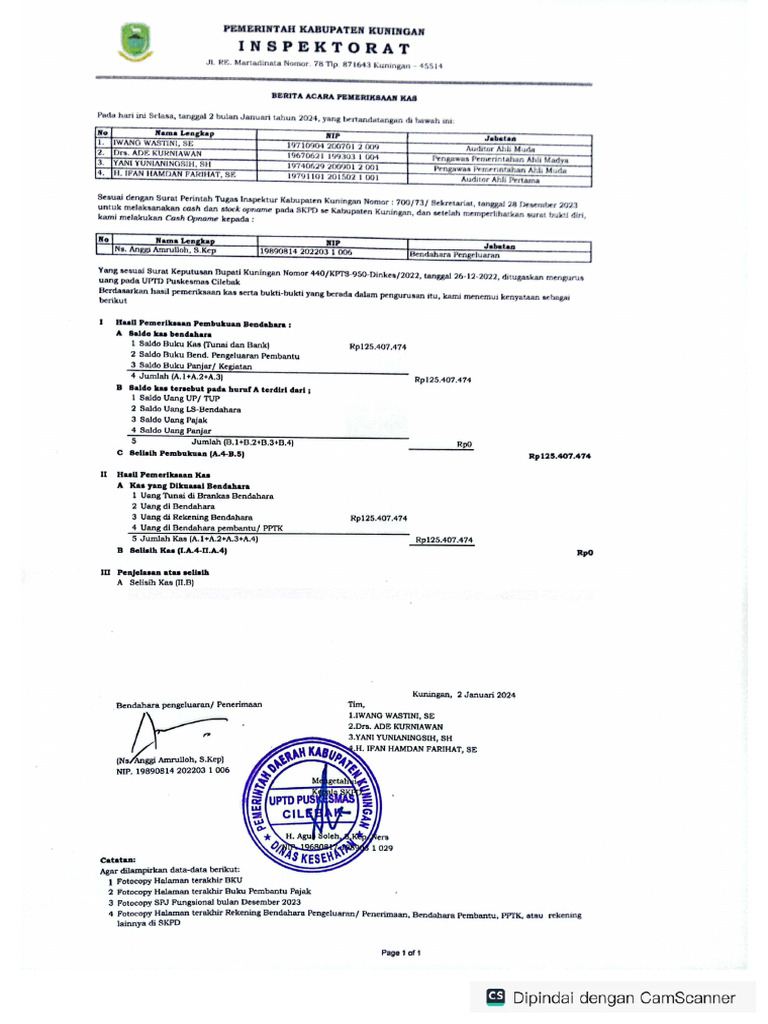 BA Cash Opname | PDF