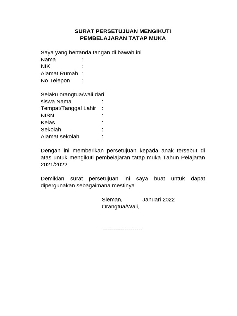 Surat Persetujuan PTMT | PDF