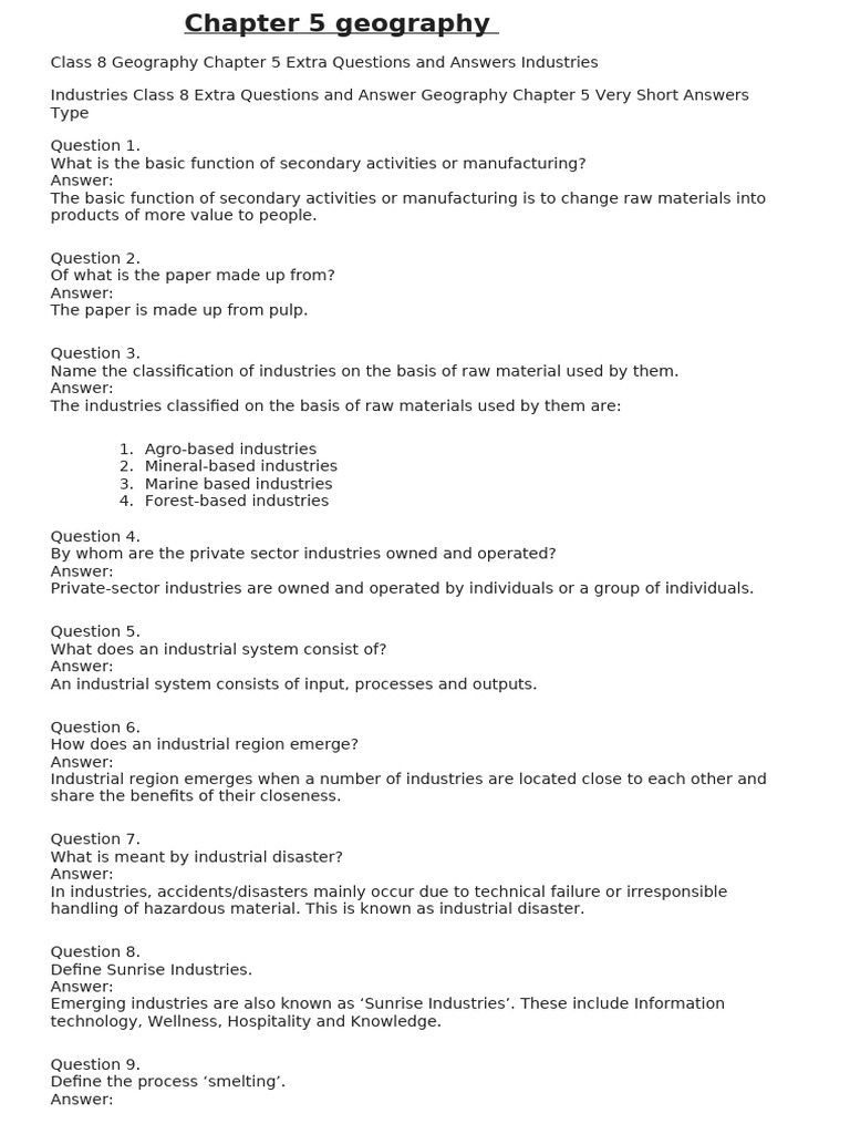 Chapter 5 geography | PDF | Steel | Iron