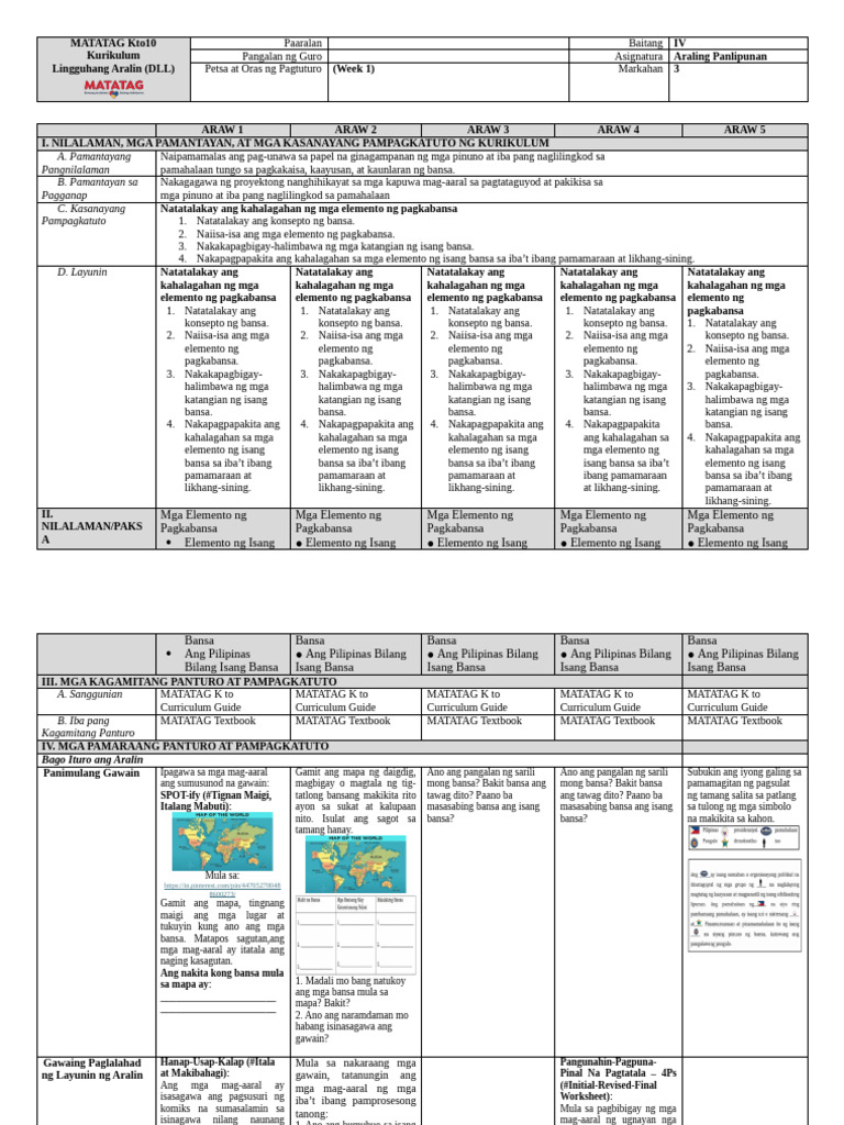 Q3-AP 4 WEEK 1-DLL | PDF