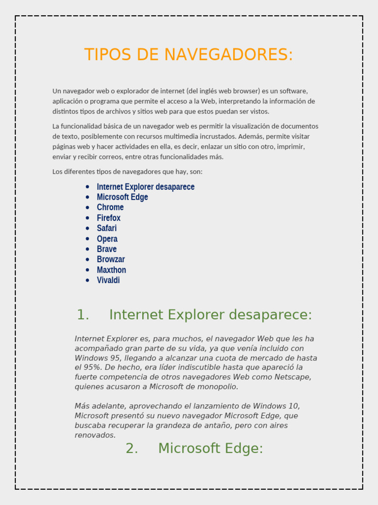 Tipos de Navegadores. | PDF | explorador de Internet | Software