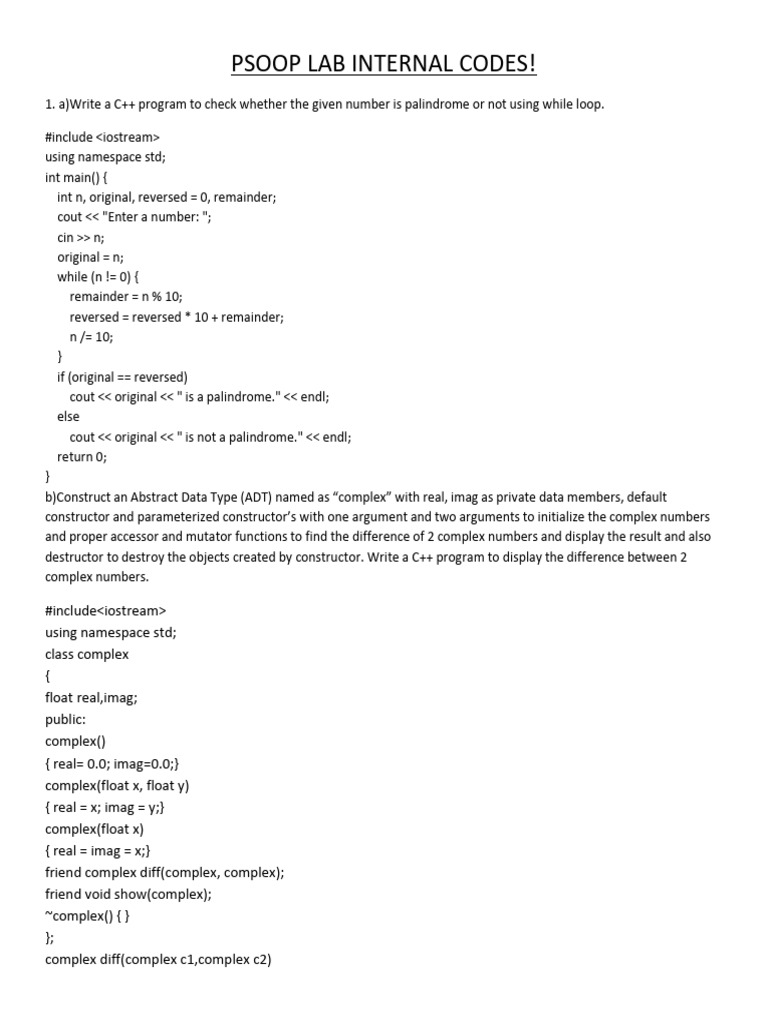 Psoop Lab Internal Codes | PDF | Namespace | Computer Programming