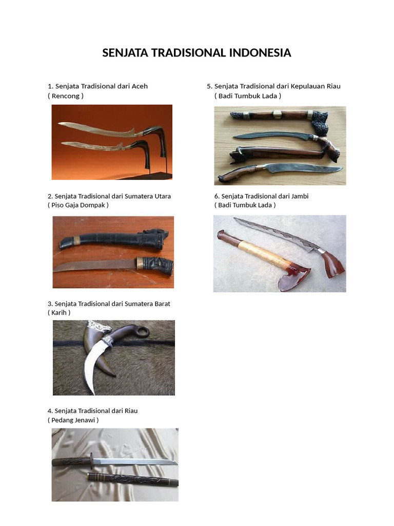 Senjata Tradisional Indonesia | PDF