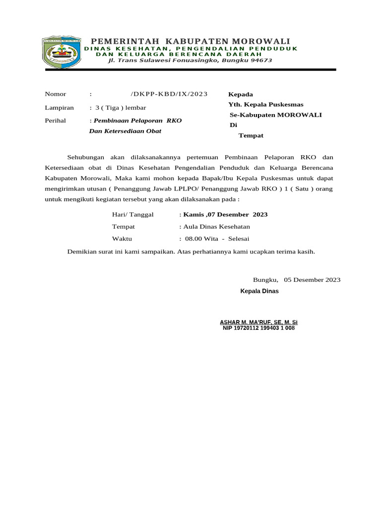 Undangan Bimbingan RKO3 | PDF