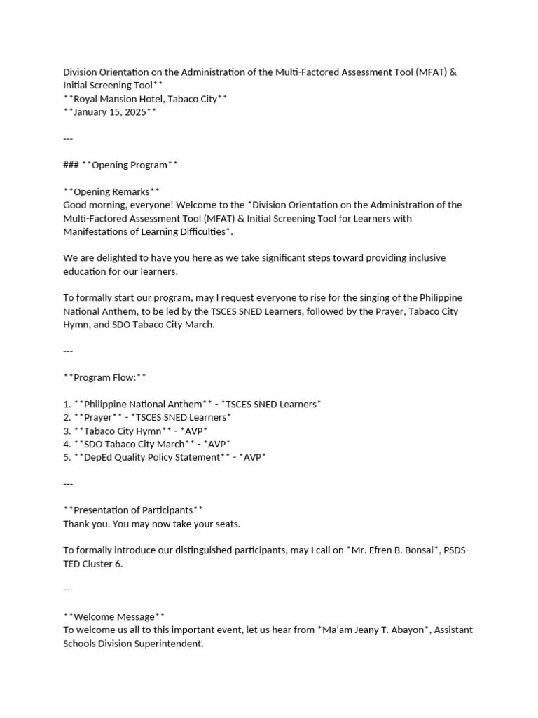 Script Division Orientation On The Administration of The Multi | PDF ...