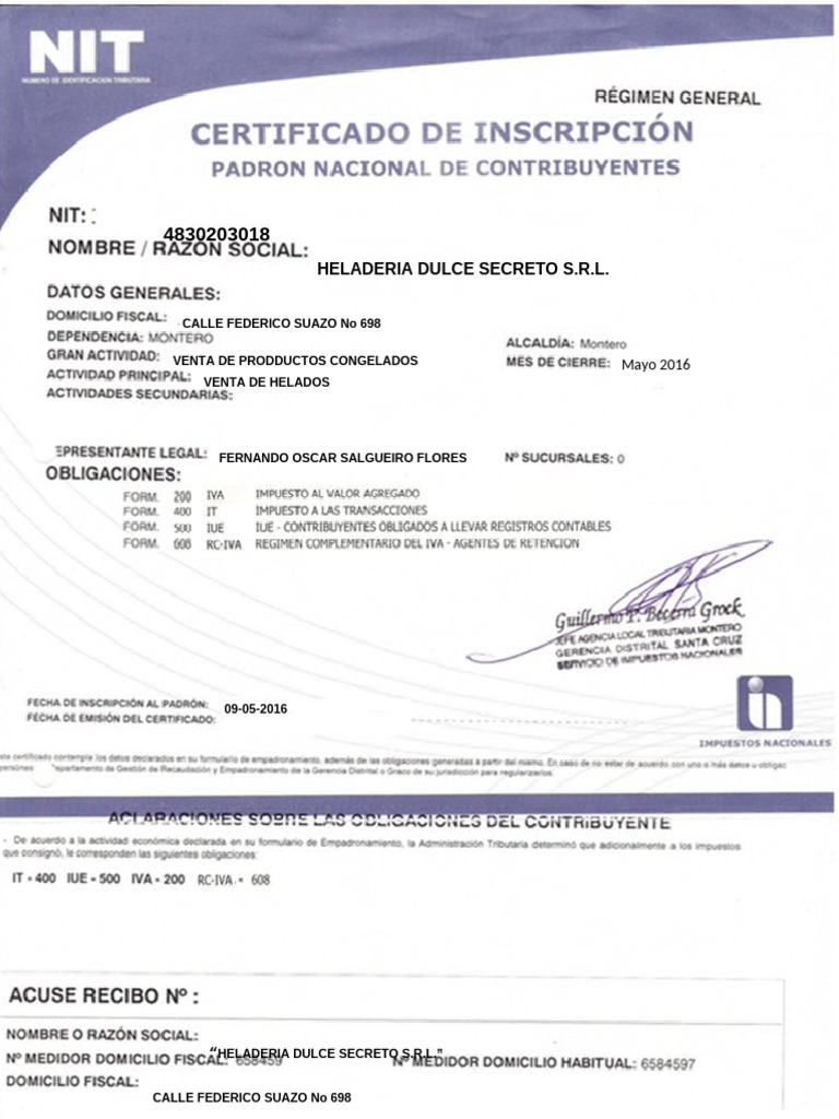 Certificado de Inscripcion Del Nitel Para8so | PDF