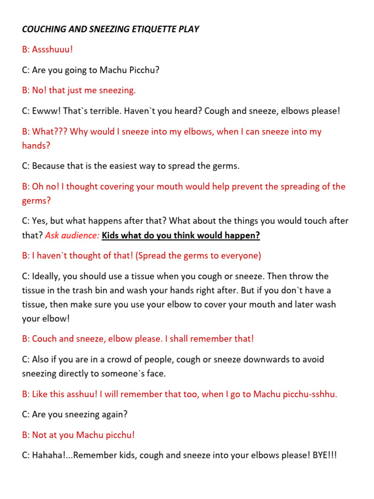 Cough and Sneeze Etiquette Guide | PDF