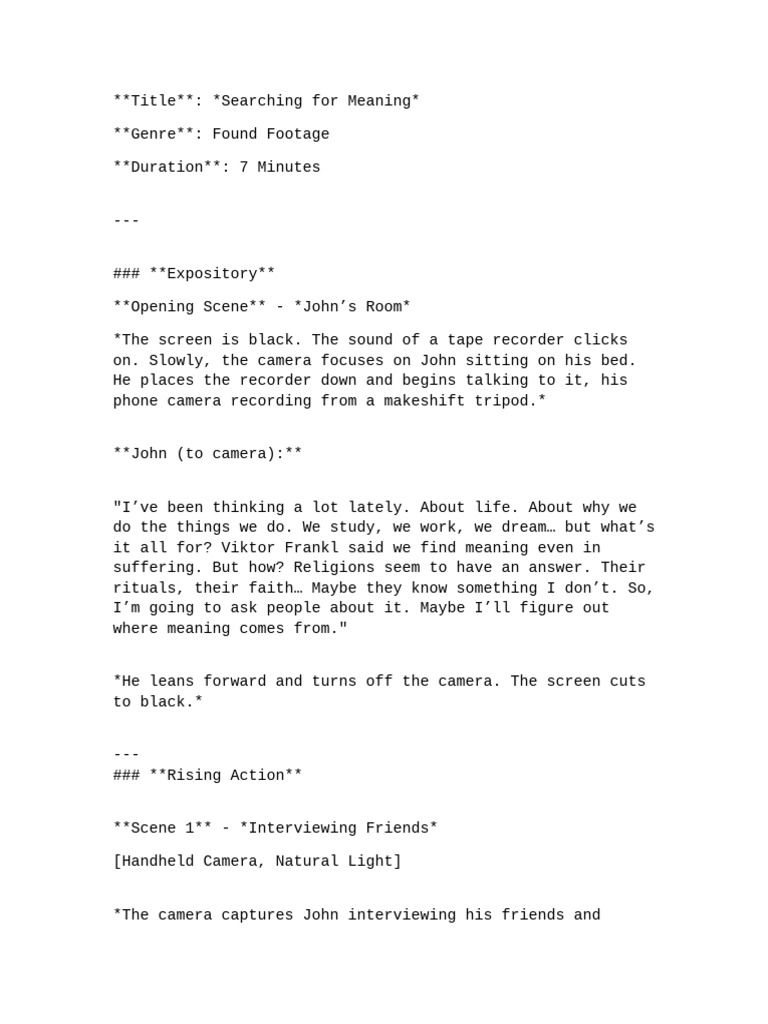 Searching For Meaning Script | PDF | Prayer