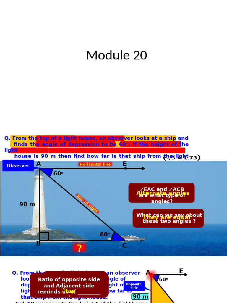 Some Applications of Trigonometry Lecture 05 | PDF | Lighthouse ...