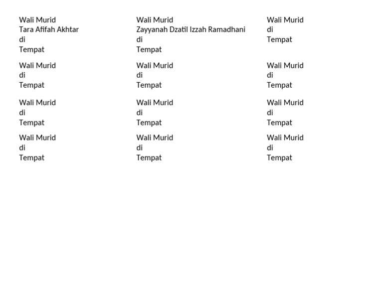 Mailing Label Ortu Siswa | PDF